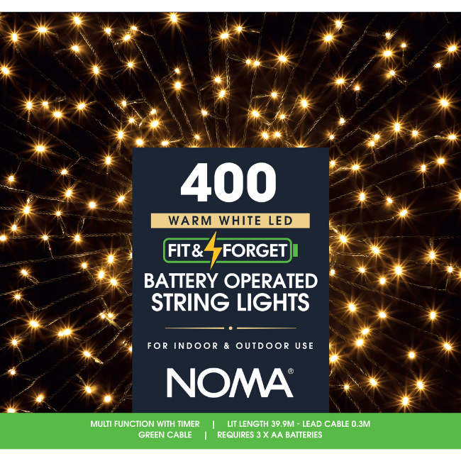 400 Noma Battery Operated Warm White Multi Function String Lights - 39 | incube Lighting
