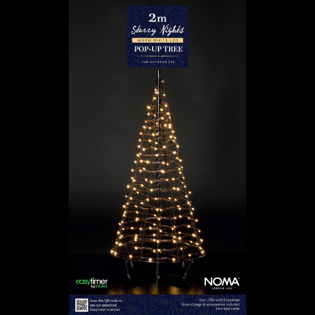 Noma 2M Starry Nights Umbrella Pole Tree - 200 Warm White LED | incube ...