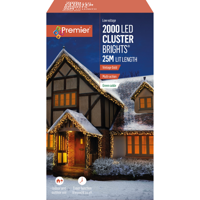 2000 Vintage Gold Premier Clusterbrights Christmas Cluster Lights ...