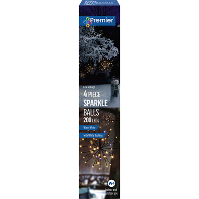 4 x White / Warm White 45cm Sparkle Ball Lights by Premier | incube ...
