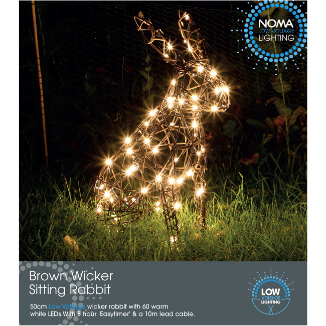Noma Brown Wicker 'Sitting' Rabbit | incube Lighting